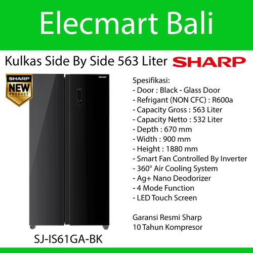 Jual Kulkas Side By Side 563 Liter Sharp Inverter Glass Door SJ-IS61GA-BK - Kota Denpasar ...