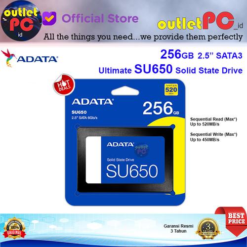 Jual ADATA SSD SU650 256GB SATA3 2.5" 2.5 INCH 256G 256 GB SU 650 SATA III - Kota Medan ...