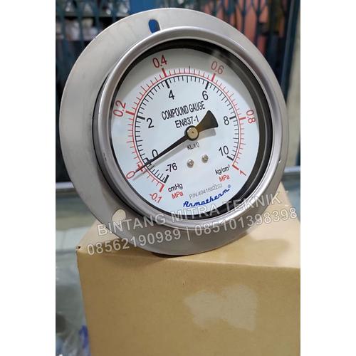Jual COMPOUND GAUGE ARMATHERM 4" x 1/2" x -0.1Mpa/-76cmHg + 1Mpa/10kg ...