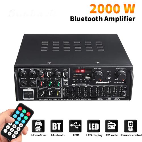 Jual Power Amplifier 2000W 2 Channel Audio HiFi Bluetooth Karaoke FM ...