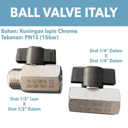 Jual Ball Valve ITALY - Threaded Brass Valve - PN15 - 1/4" - Jakarta ...