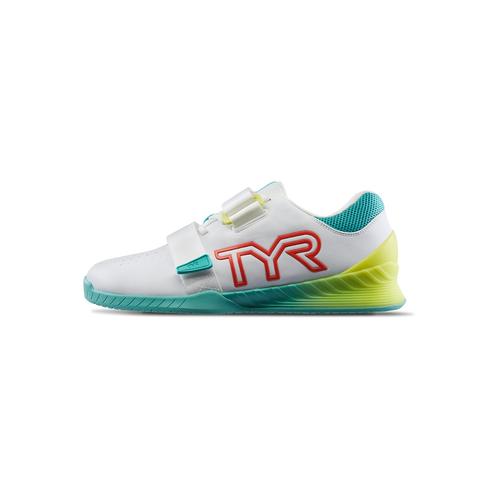 Jual TYR L-1 Lifter White/Turquoise Wide Toe Box Lifting Shoes ...