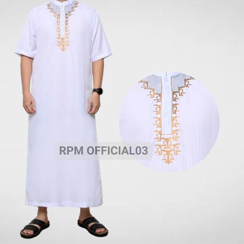 Jual Jubah Motif Gamis Pria Lengan Pendek Premium Original Muslim Saudi ...