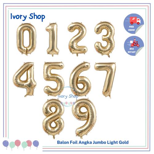 Jual Balon Foil Angka Jumbo 100 cm Light Gold - - Ivorybalon | Tokopedia