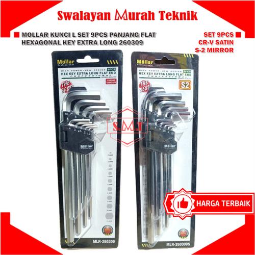 Jual MOLLAR KUNCI L SET 9PCS PANJANG FLAT HEXAGONAL KEY EXTRA LONG ...
