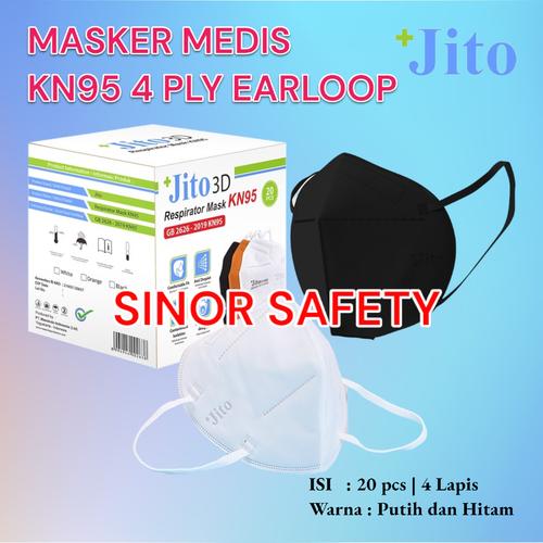 Jual JITO 3D Masker Medis Earloop KN95 4 Ply - Hitam, JITO KN95 - Kab ...