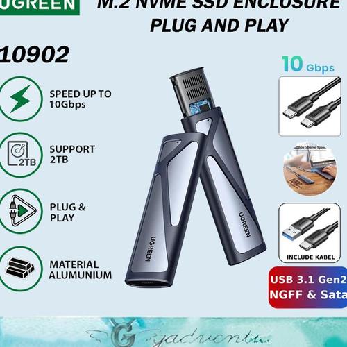 Jual UGREEN Casing Enclosure NVMe M.2 Sata Ke USB 3.1 Gen2 10gbps M-Key ...