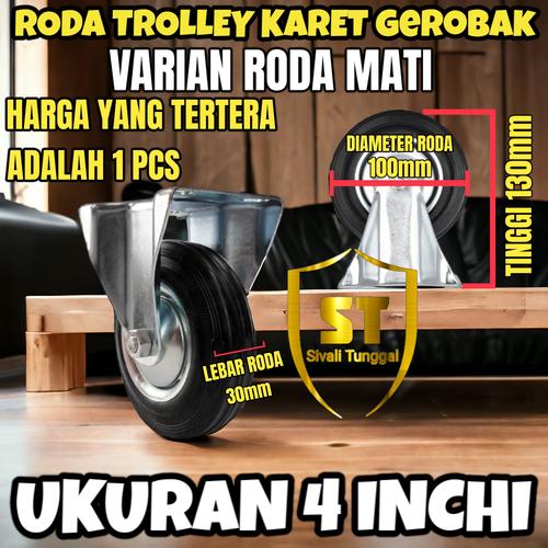 Promo RODA TROLLEY 4" INCH MATI (TETAP) - RODA ETALASE KARET GEROBAK ...