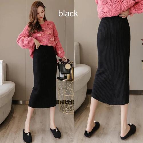 Jual Rib Midi Knit Skirt (Rok rajut korea) - DARK GREY - Jakarta Barat ...