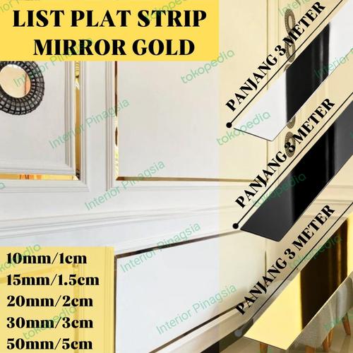Jual list plat strip mirror gold stainless steel/list strip dinding ...
