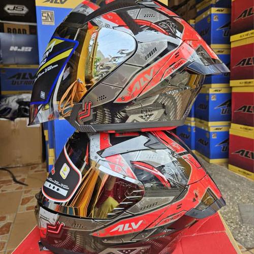 Jual HELM ALV GENESIS MOTIF CIBORG RED BLACK COUPLE ALV ULTRON PRO ...