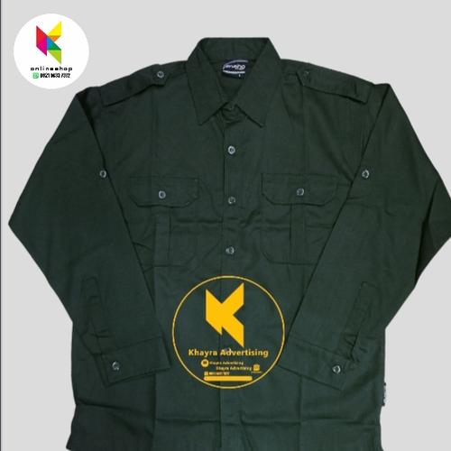 Jual kemeja Hijau army polos Seragam hijau army polos baju lengan ...