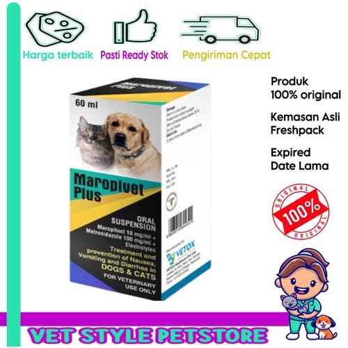 Jual Maropitant metro syrup maropivet plus 60ml mirip prevomax cerenia ...