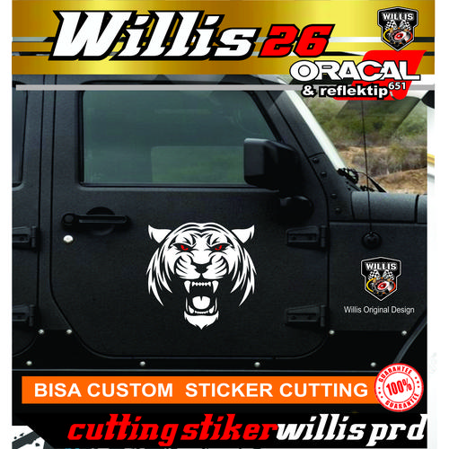 Jual Stiker Gambar Macan 2,cutting stiker mobil tiger head - Putih ...