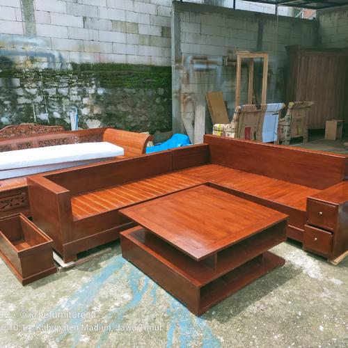 Jual kursi sudut box minimalis kayu jati / kursi tamu sudut model box ...