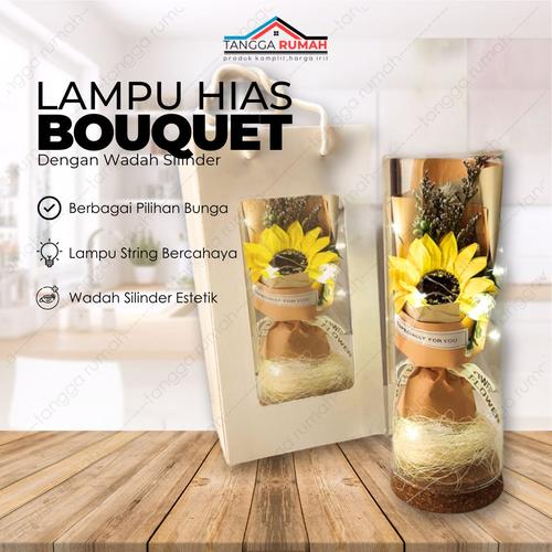 Jual Lampu Bunga Kaca Hias Dekorasi Meja Kamar Ruang Tamu Lemari LED ...