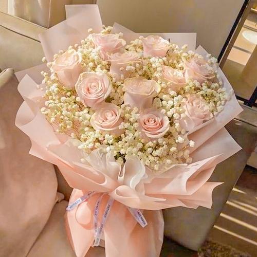 Jual Buket Bunga Mawar Pink Soft Baby Breath Valentine/Wisuda - Kota ...