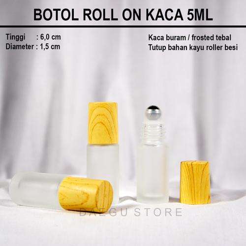 Jual Botol Roll On 5ml Kaca Tebal Tutup KAYU Bambu Roller Besi Parfum ...