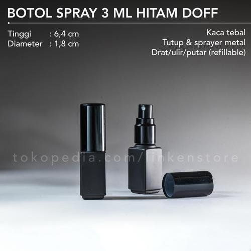 Jual Botol Spray 3ml Kaca Kotak HITAM DOFF Matte Parfum Refill Mini ...