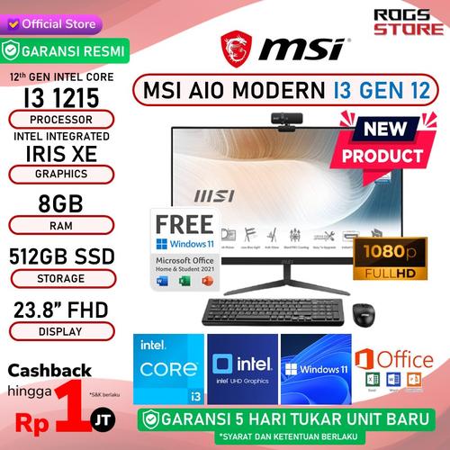 Promo PC AIO MSI MODERN AM242 I3 1215 8GB 512GB W11+OHS 23.8FHD IPS ...