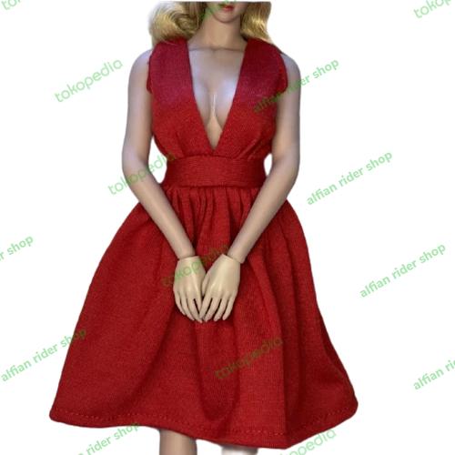 Jual skala 1/6 baju dress merah pesta figure female boneka Tbleague ...