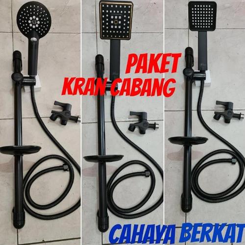 Jual Ready paket shower tiang stainless hitam FIORENTINO + kran cabang ...