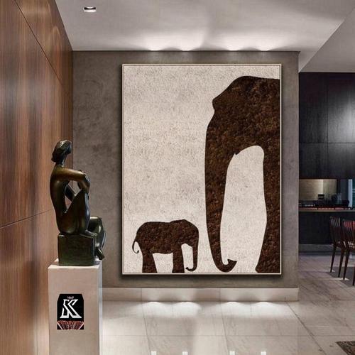 Jual Lukisan abstrak Gajah coklat texture minimalis ukuran 150x100cm ...