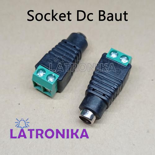 Jual Soket DC Baut 5.5x2.1mm Female DC Power Socket Plug In Screw CCTV ...