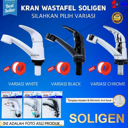 Jual Kran Wastafel Soligen W15 Tanam Keran Air PVC Chrome Putih Ivory ...