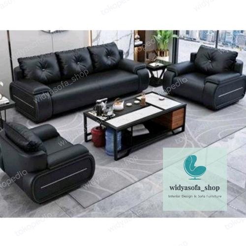 Jual Sofa Kulit 311 Minimalis / Sofa Kantor / Sofa Set Terbaru Hitam ...