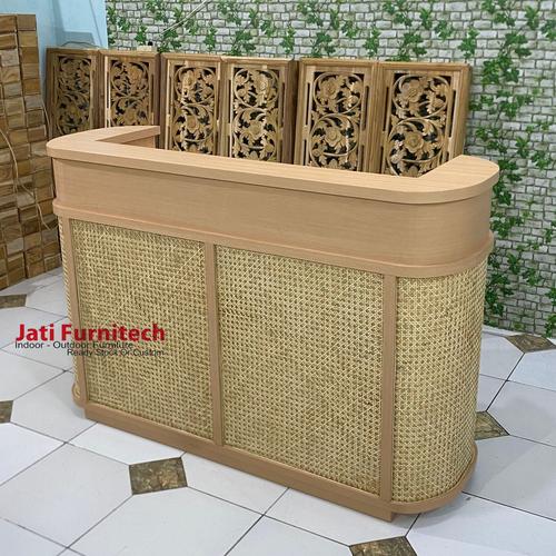 Jual meja receptionist - meja interior hpl kombinasi rotan - Kab ...