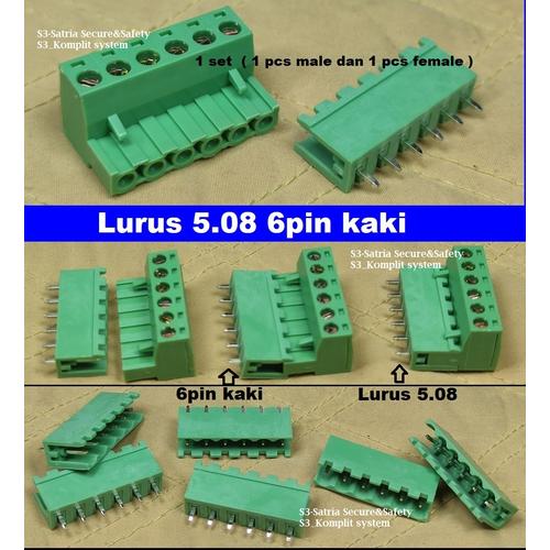 Jual lurus 5.08 6p Plugable 5,08 Terminal kabel 6pin kaki 5.08mm 6 pin ...