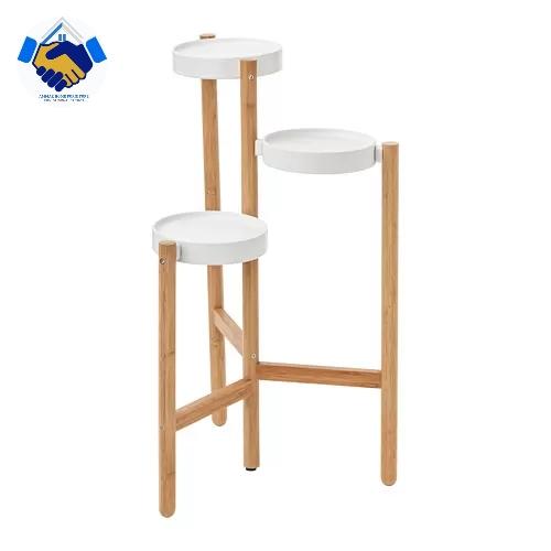 Jual Stand Tanaman/Meja Vas Bunga Dekorasi Ruangan Bambu/Putih uk 78 cm ...