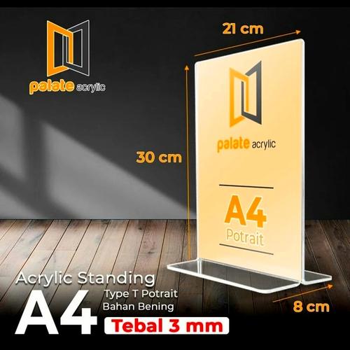 Jual Acrylic Tent Card A4 T Portrait tebal 3MM/ Akrilik Tent Holder A4 - Kota Bandung - Palate ...
