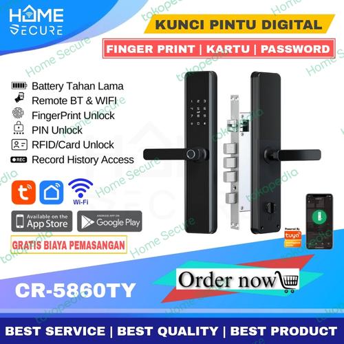 Jual HOMS Smart Door Lock Finger Print / Smartlock Handle Pintu Digital ...