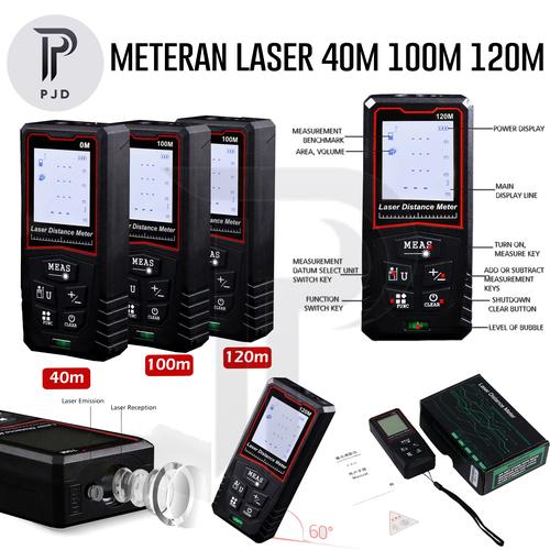 Jual Alat Ukur Jarak Laser Meteran Digital Distance 40 80 100 120 Meter ...