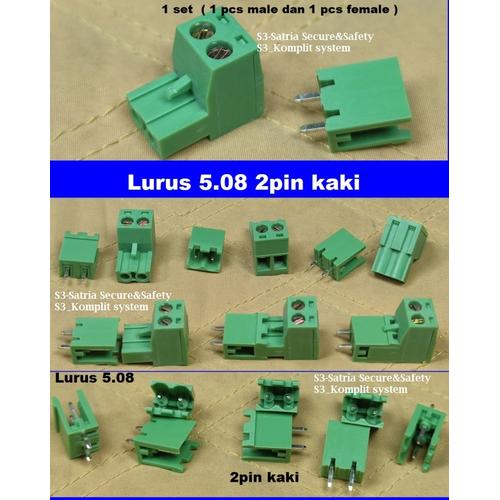 Jual lurus 5.08 2p Plugable 5,08 Terminal kabel 2pin kaki 5.08mm 2 pin ...