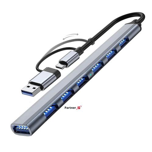 Jual USB 3.0 Type C Hub 7Port Aluminium / USB 2in1 7 Port Aluminium IB ...