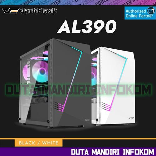 Jual darkFlash AL390 - RGB Strip Tempered Glass m-ATX Gaming Case ...