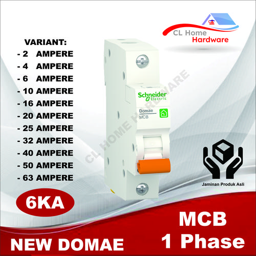 Jual MCB 1 PHASE NEW DOMAE SCHNEIDER 1P 6A,10A,16A,20A,25A,32A,40A,50A ...