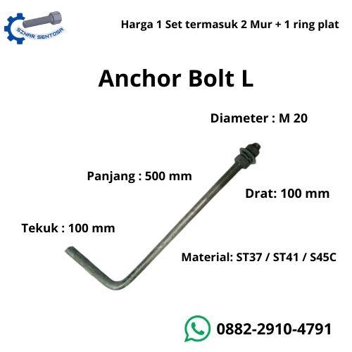 Jual Anchor Bolt L /Angkur L M20X500 MM (ST37/ST41/S45C) - ST37/BEHEL ...