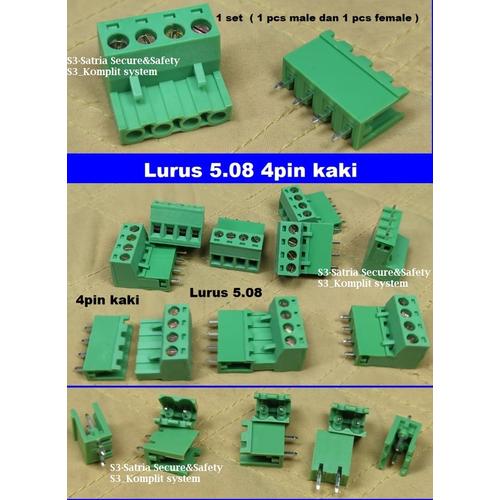 Jual lurus 5.08 4p Plugable 5,08 Terminal kabel 4pin kaki 5.08mm 4 pin ...