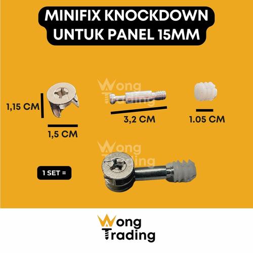 Jual Set Minifix S Baut Knock Down Skrup + Casing + Socket / Furniture ...