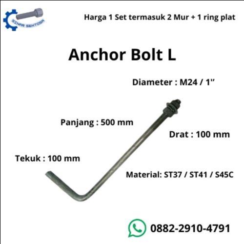 Jual Anchor Bolt L / Angkur L 1 / M24 X 500MM (ST37/ST41/S45C) - S45C/8 ...