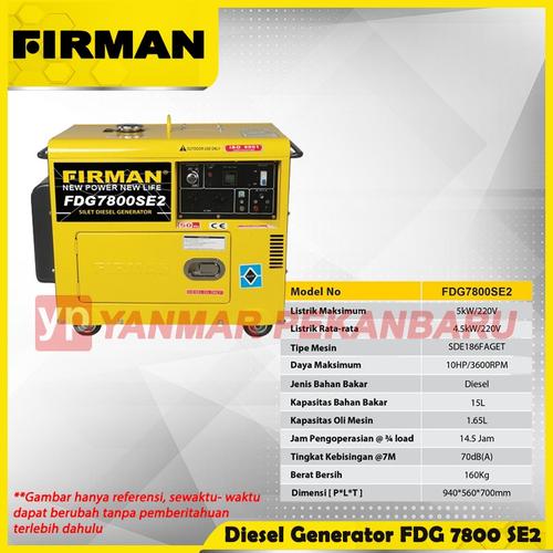 Jual Genset FIRMAN SILENT DIESEL FDG 7800 SE2 - Kota Pekanbaru - Yanmar ...