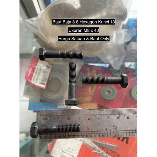 Jual Baut Baja 8.8 M8 x 40 8.8 Hexagon Kunci 13 Setengah Drat Halus ...