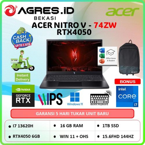Promo Acer Nitro V ANV15 74ZW - RTX4050 i7 13620H 16Gb 1Tb W11+OHS 15 ...