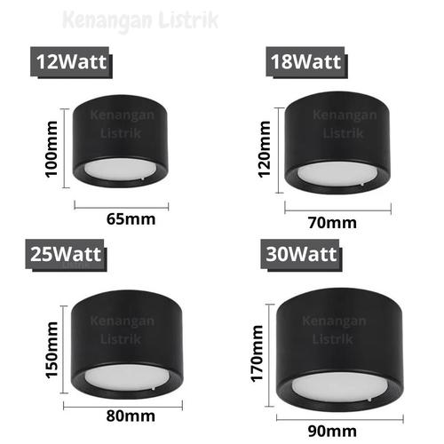 Promo Lampu LED Downlight Outbow Lampu Plafon - HITAM 12W, 4000K ...