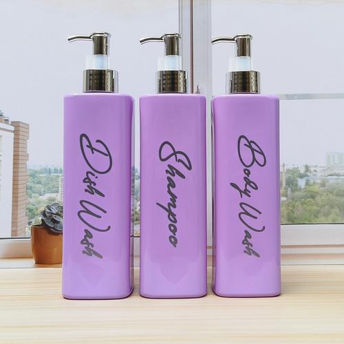 Jual Botol Tempat Sabun Cair Pump 500 ml Kotak Warna Ungu Luxury Silver ...