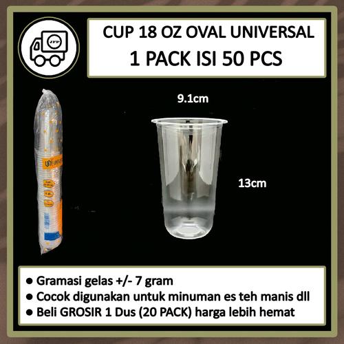 Jual Cup 18 oz Oval Universal Cup Gelas Plastik Es Teh isi 50 pcs ...